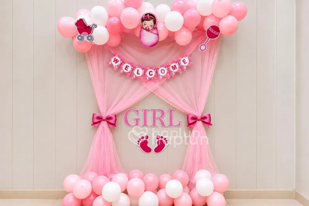 Surprise Baby Girl Arrivel Decor with Net Cloth