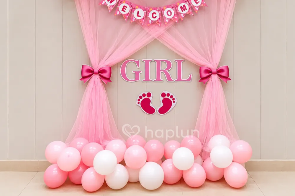 Surprise Baby Girl Arrivel Decor with Net Cloth