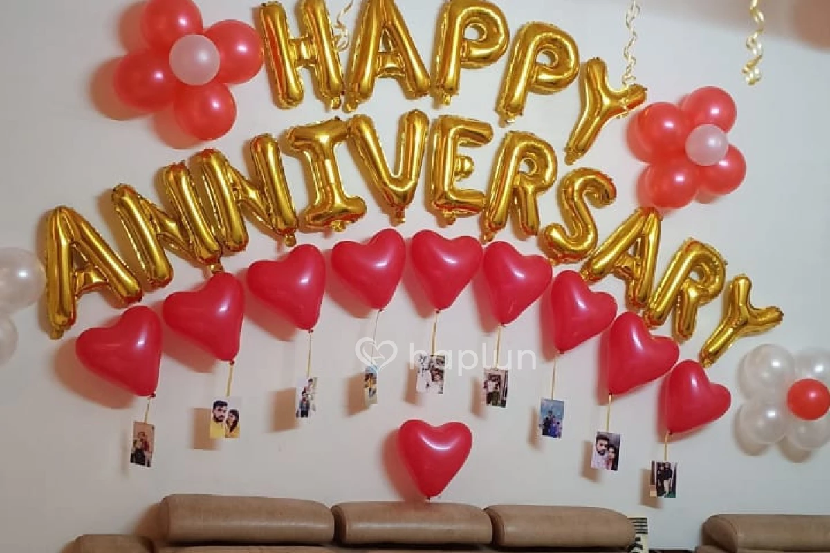 Red Heart Balloon Anniversary Decoration At Home