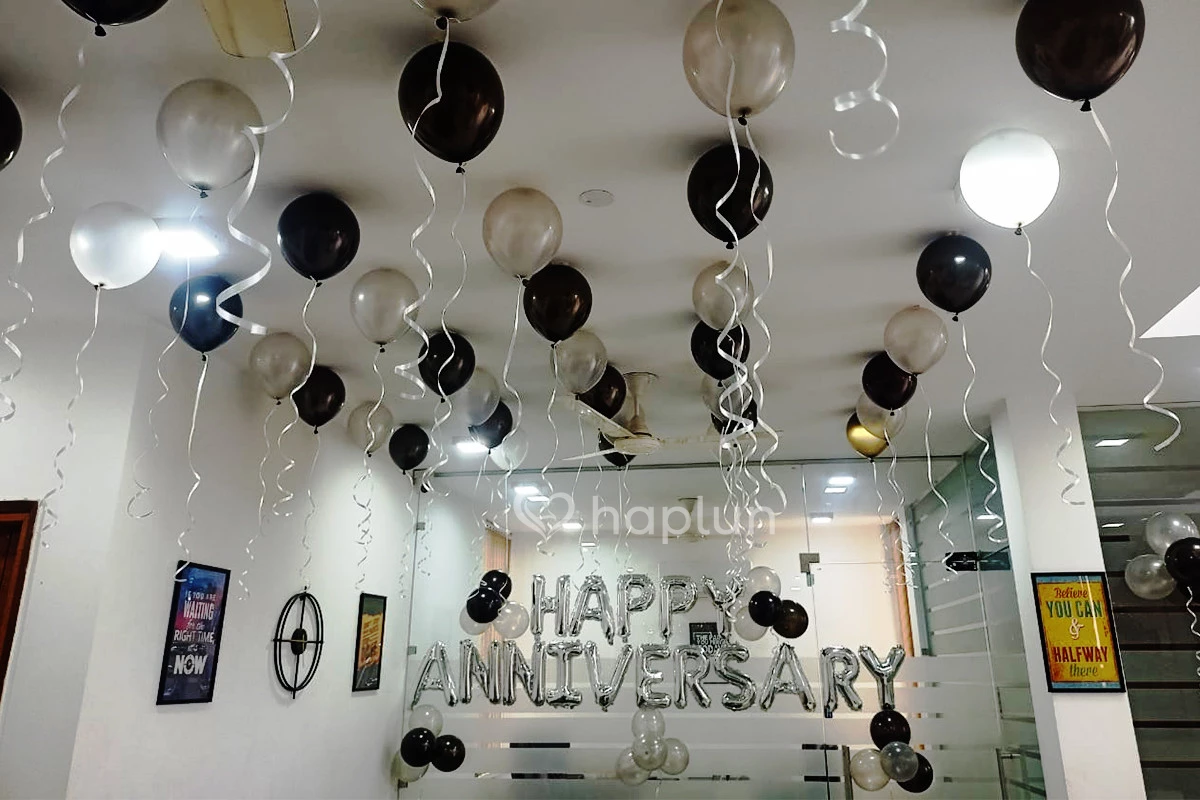Anniversary Surprise Theme Decor With Black Balloons