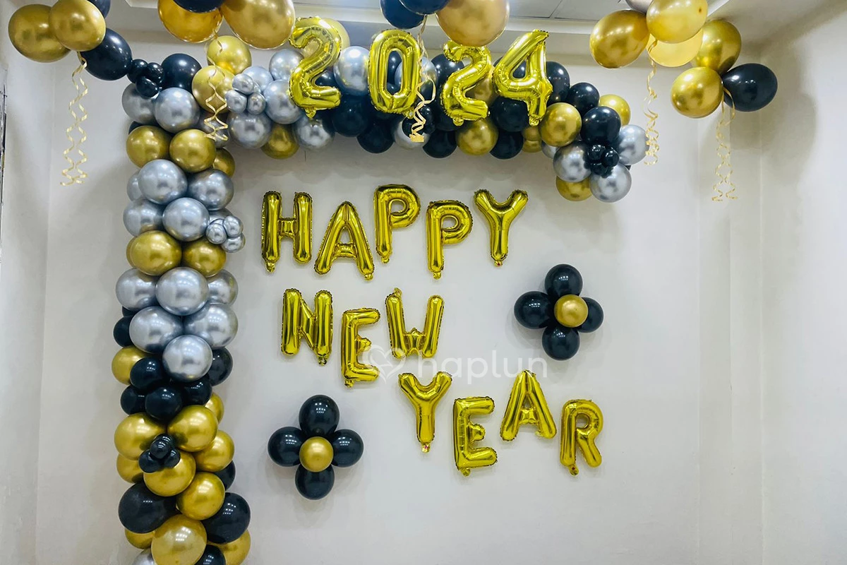 New Year Arch Balloon Decoration At Home